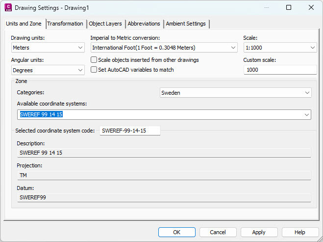 Coordinate transformation with Civil 3D